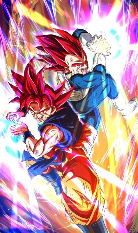 Goku Ssj God Y Vegeta Ssj God Galick Kamehameha Dibujos Molones