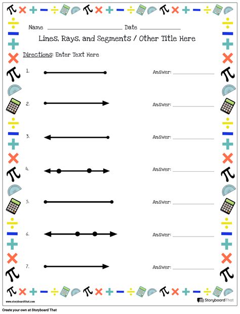 Free Line Ray And Line Segment Worksheets StoryboardThat