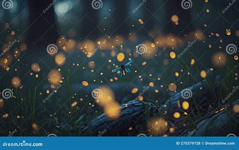 Firefly Lightning Bugs On Black Background Royalty Free Stock Photo
