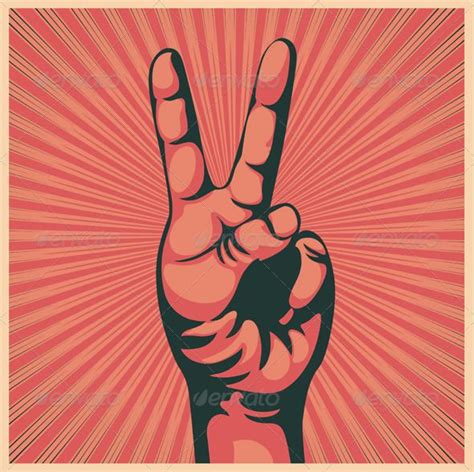 A Hand Making The Peace Sign With Its Fingers In Front Of An Orange