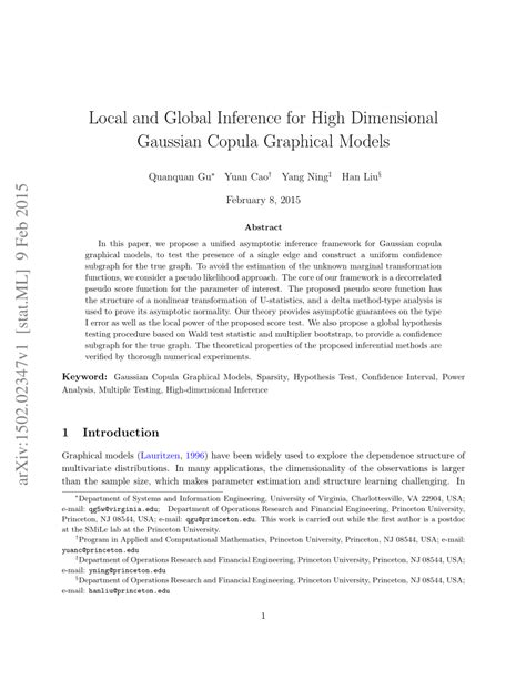 pdf local and global inference for high dimensional gaussian copula graphical models