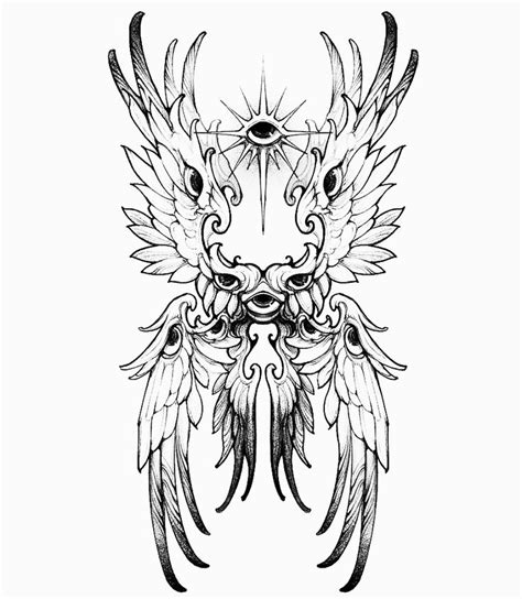 An Artistic Tattoo Design With Wings
