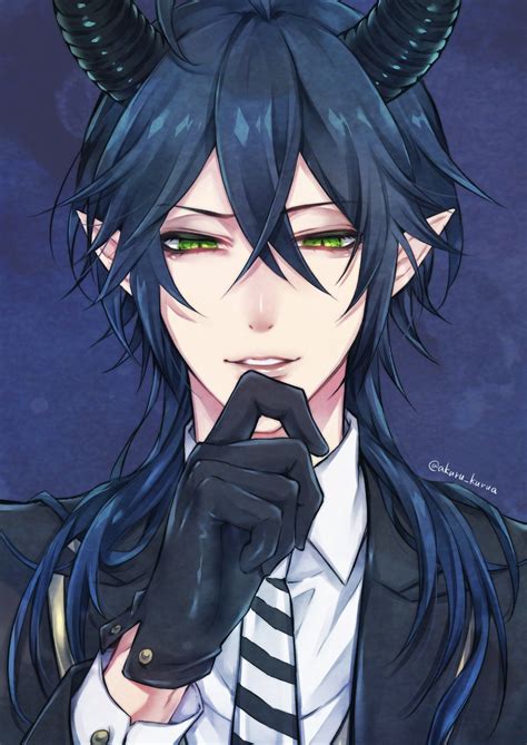An Anime Character With Black Hair And Horns On His Head Wearing A