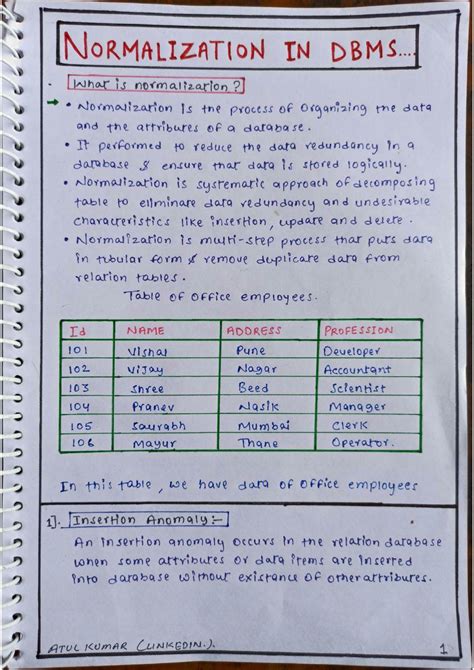 Solution Normalization In Dbms Handwritten Notes Studypool