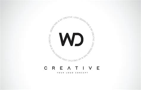 WD W D Logo Design With Black And White Creative Text Letter Vector