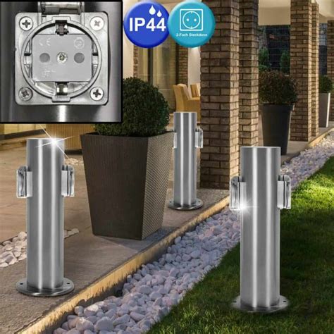 Buiten Stopcontact Stekkerdoos Zuil Rond Van Rvs Met Stopcontacten