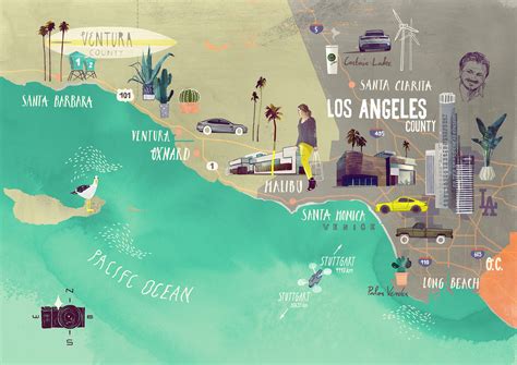 Map Illustration Illustrated Map Los Angeles County It Illustrates