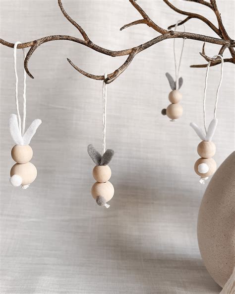 Holzperlen Anh Nger Hase Oster Dekoration Anh Nger F R Zweige Holz