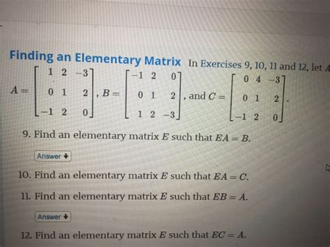 solved finding an elementary matrix in exercises 9 10 11