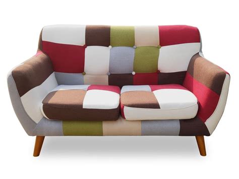 Canapé patchwork 2 places tissu multicolore Ambee LesTendances fr
