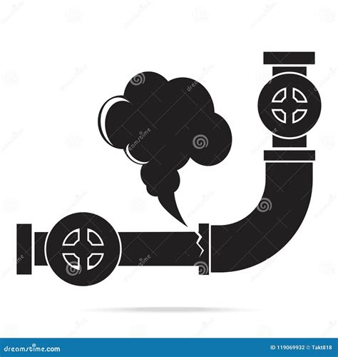 Gas Leak Pipe Icon Pollution Gas Pipe Icon Sign Stock Vector