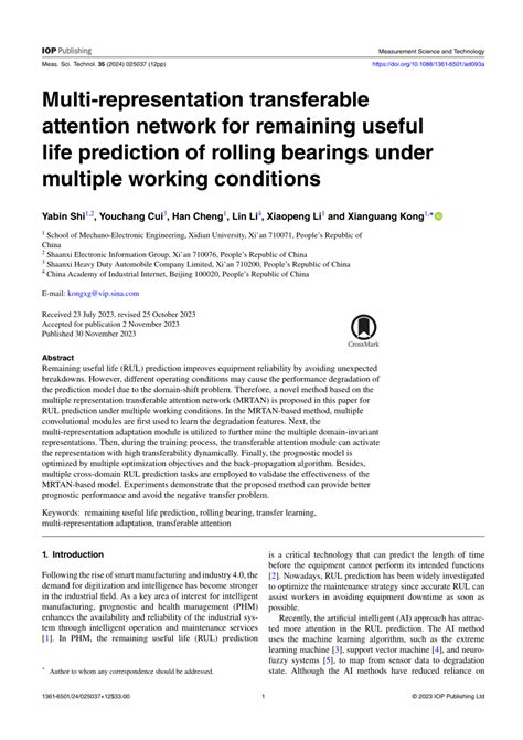 multi representation transferable attention network for remaining useful life prediction of