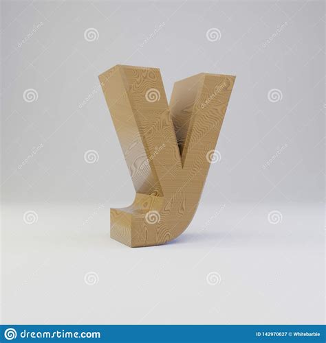 3D Min Scula De La Letra Y Fuente De Madera Aislada En El Fondo Blanco