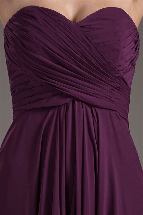 Simple Ruched Sweetheart Strapless Empire Chiffon Long Bridesmaid Dress