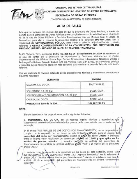 Pdf Acta De Fallo Tamaulipas Gob Mx Acta De Fallo Acta Que Se