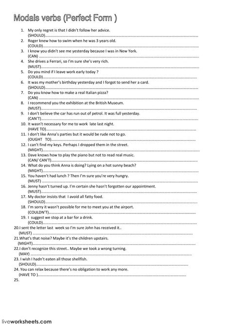 English Worksheets Modal Verbs
