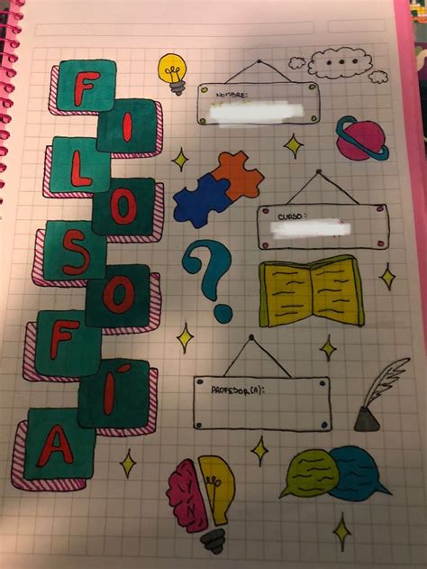 portada cuaderno filosofía Actividades dia del niño Caratulas de