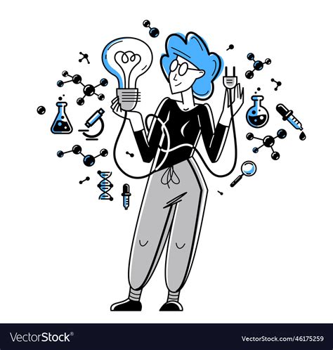 Scientist Discovering Science Theory And Making Vector Image