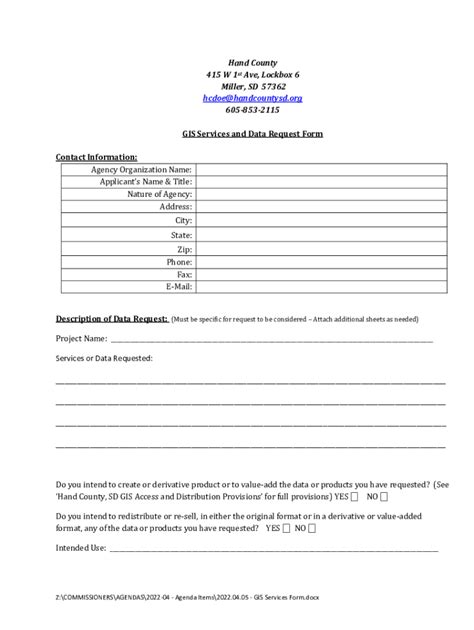 Fillable Online Hand Sdcounties 605 853 2115 GIS Services And Data