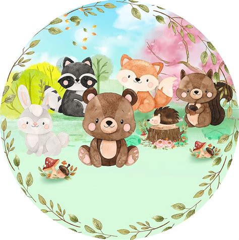 Painel de Festa Redondo em Tecido Sublimado Bosque Encantado c elástico