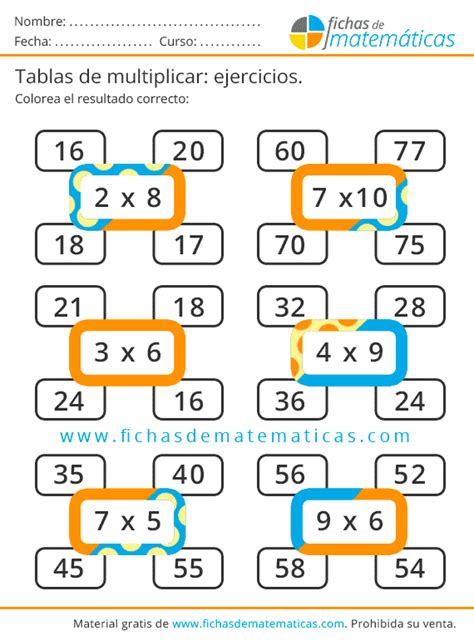 Ejercicios De Repaso De Las Tablas De Multiplicar Descarga GRATIS Pdf