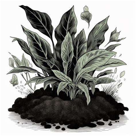 Premium AI Image There Is A Drawing Of A Plant Growing Out Of A Pile