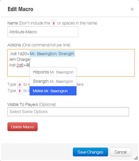 macros roll20 wiki