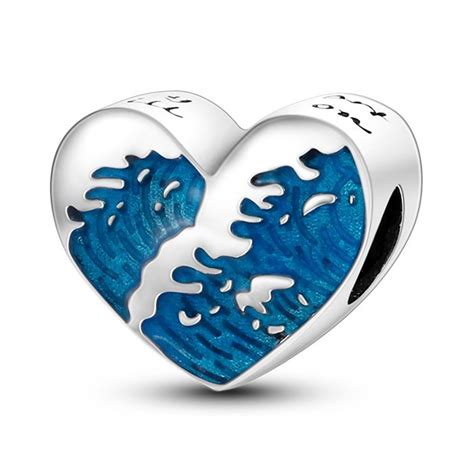 Zawieszka SREBRO 925 Charms Koralik Do PANDORA Serce Fale Morze Ocean