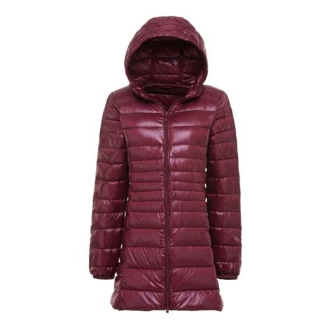 Femme Mi Longue Doudoune à Capuche Ultra Légère Manches Longues