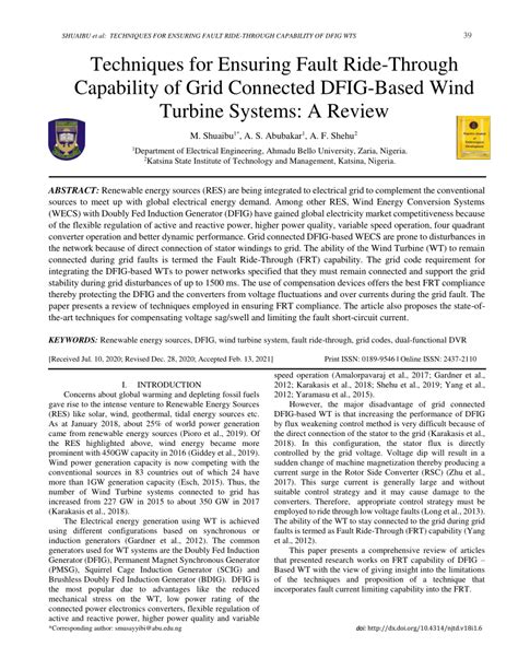pdf techniques for ensuring fault ride through capability of grid connected dfig based wind