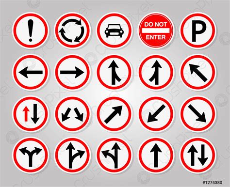 Set Traffic Signs Prohibition Warning Red Circle Symbol Sign Isolate