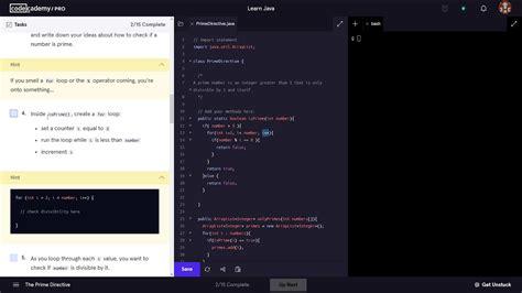 Learn Java 6 3 Java Loops PrimeDirective Exercise Codecademy