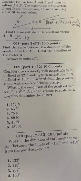 solved consider two vectors a and b and their resultant