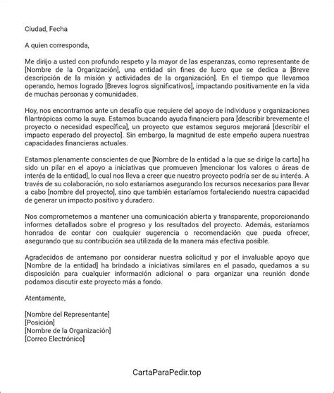 Modelo estándar de carta de solicitud de ayuda financiera para