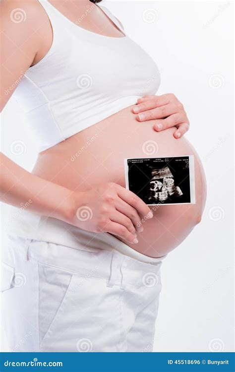 Pregnant Woman Holding Ultrasound Scan Stock Photo Image Of Baby