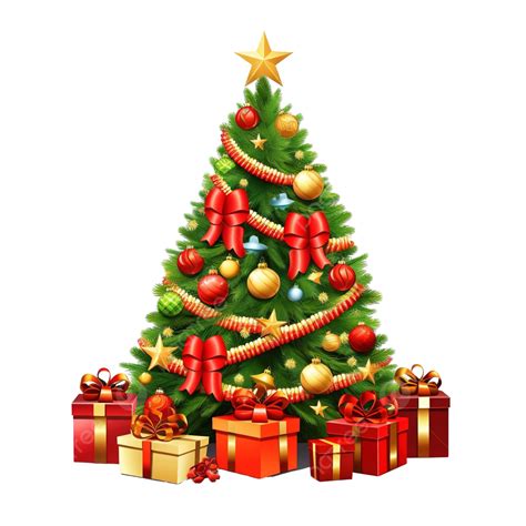 Ilustração De árvore De Natal Decorada Caixa De Presente Isolada