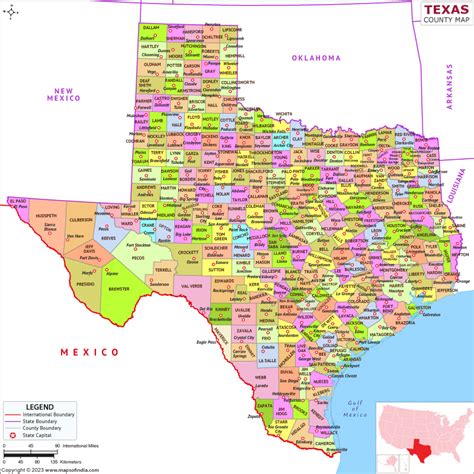 Texas Map Map Of Texas TX State With County
