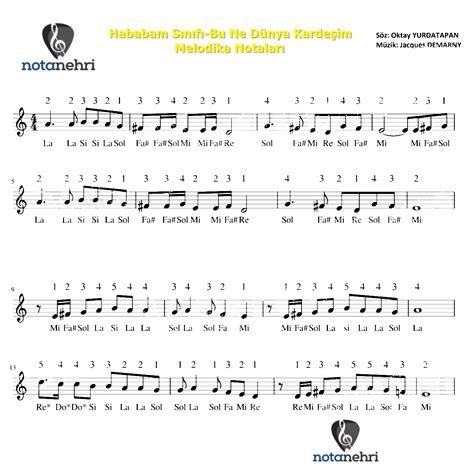 Hababam Sınıfı Bu Ne Dünya Kardeşim Melodika Notaları Nota Nehri