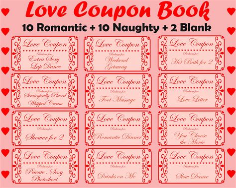 Love Coupon Book Printable Love Coupons Romantic Coupon Book Naughty Coupon Book Valentines
