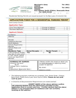 Residential Parking Permits Application Doc Template PdfFiller