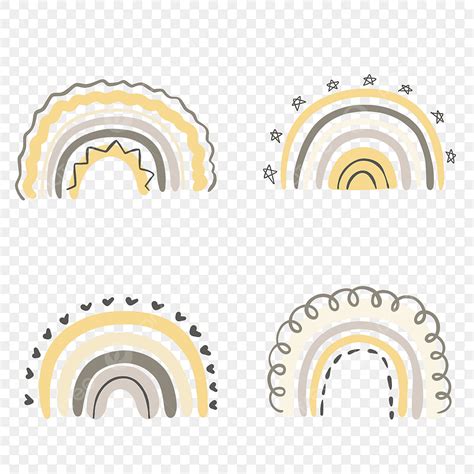 Linda Ilustración Boho Arco Iris Clipart Dibujado A Mano PNG dibujos