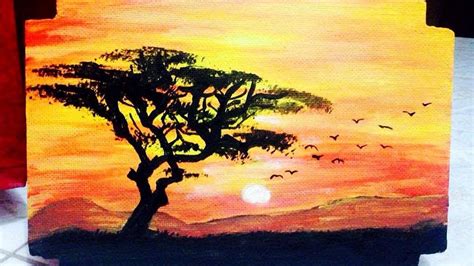 Como Pintar un Atardecer con Pintura Acrílica Super Fácil