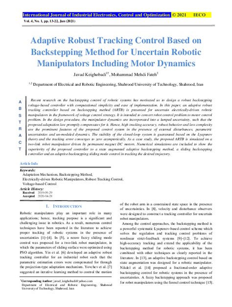 pdf adaptive robust tracking control based on backstepping method for uncertain robotic