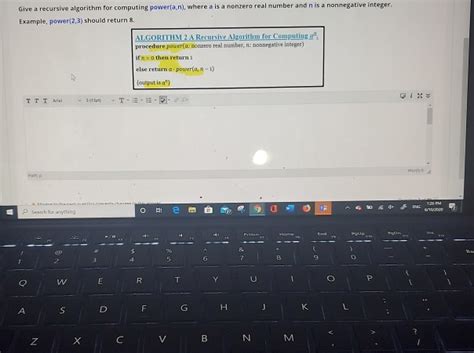 solved give a recursive algorithm for computing poweria n