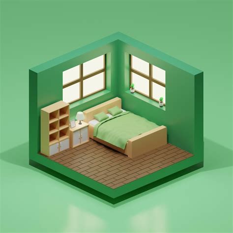Premium Photo A Small Bedroom With A Green Wall And A Bed With A