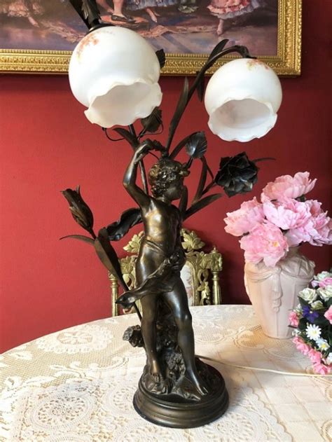 Franse Tafellamp Staande Lamp Moreau Barok Antiek Beeld Brons