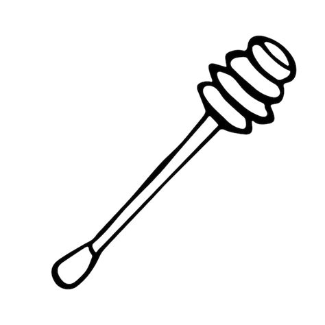 Premium Vector Hand Drawn Honey Dipper Clipart Wooden Stick Doodle