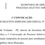 Convoca O Processo Seletivo Simplificado Edital N