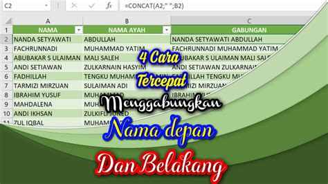 Cara Menggabungkan Nama Di Excel Mudah Dan Efektif Nalar Berita