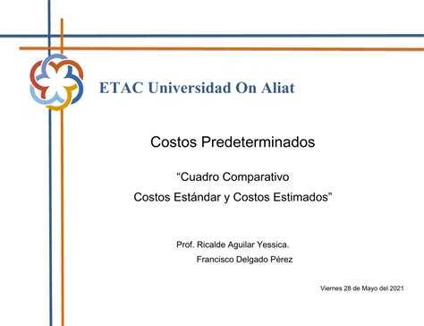 Costos Estimados Costos Est Ndar Diferencias Entre Costos Estimados Y